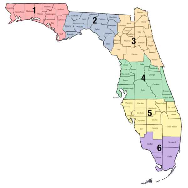 Florida District Map – Florida Animal Control Training Commission